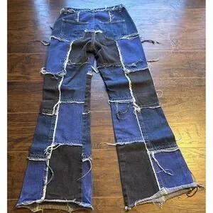 The Unbranded Brand | Jeans | Y2k Patchwork Denim Jeans Wide Leg Flare ...